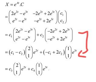 Solved X=eAt⋅C =(2e2t−e3te2t−e3t−2e2t+2e3t−e2t+2e3t)(c1c2) | Chegg.com