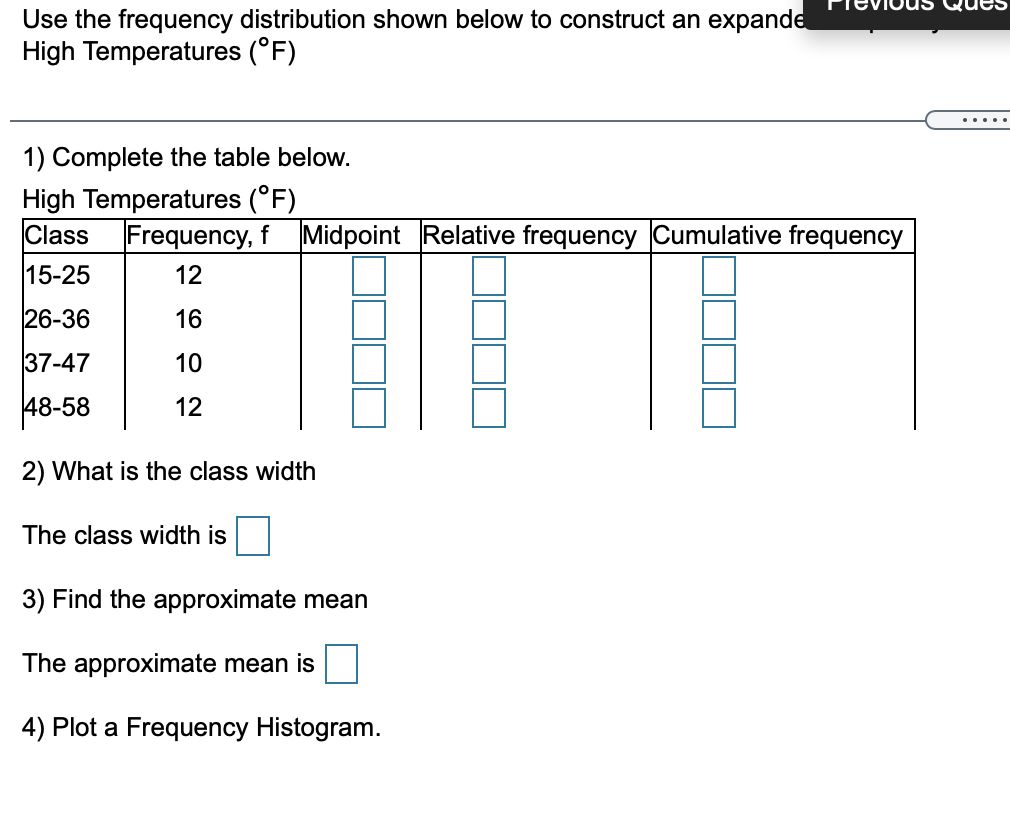 Solved Use the frequency distribution shown below to | Chegg.com