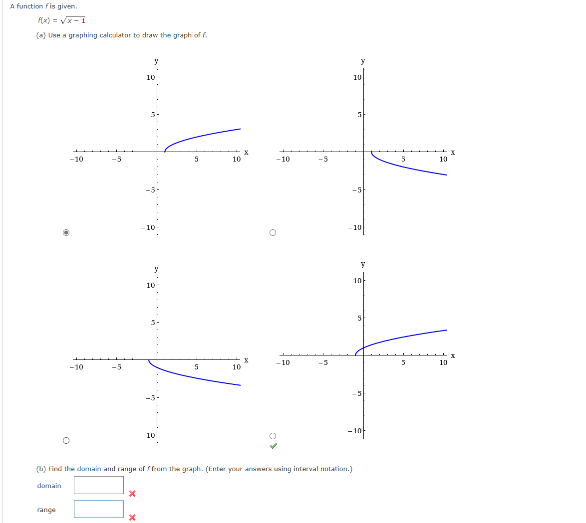 Solved A function f is given. f(x)=x−1 (a) Use a graphing | Chegg.com