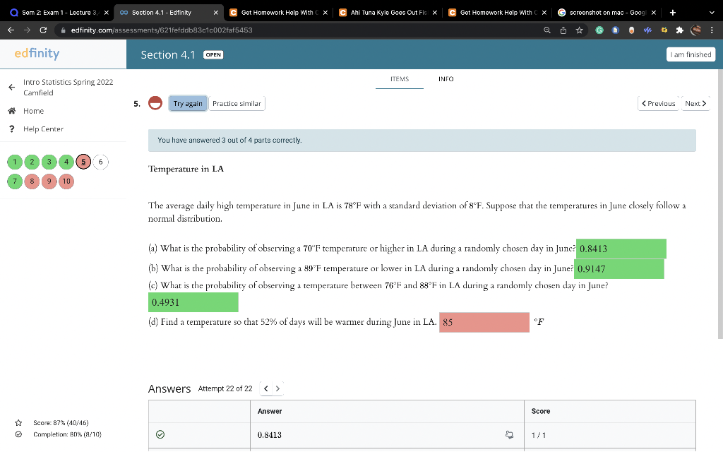 Solved Sem 2: Exam 1 - Lecture 3, X co Section 4.1-Edfinity | Chegg.com