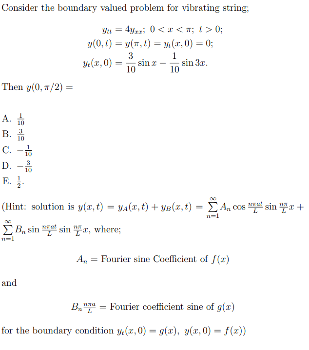 Solved Consider the boundary valued problem for vibrating | Chegg.com