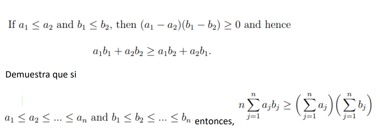 Solved If a1≤a2 and b1≤b2, then (a1−a2)(b1−b2)≥0 and hence | Chegg.com