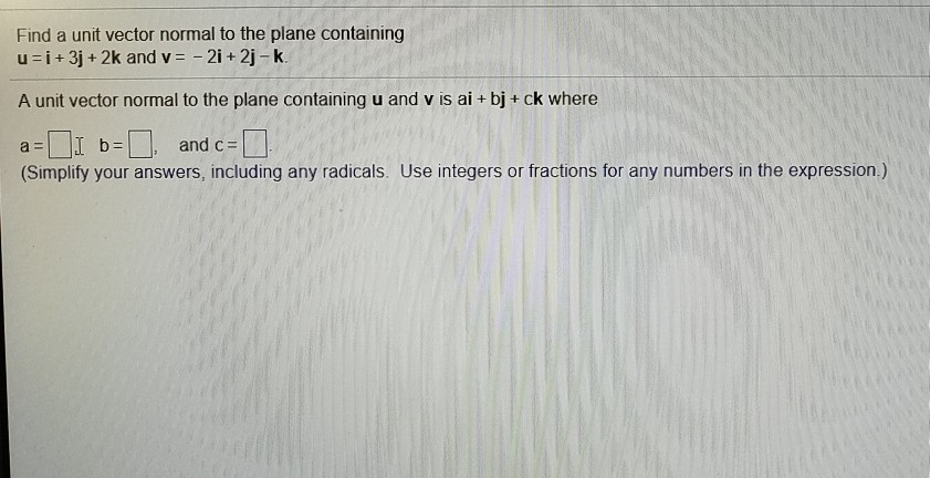 Solved Find a unit vector normal to the plane containing | Chegg.com
