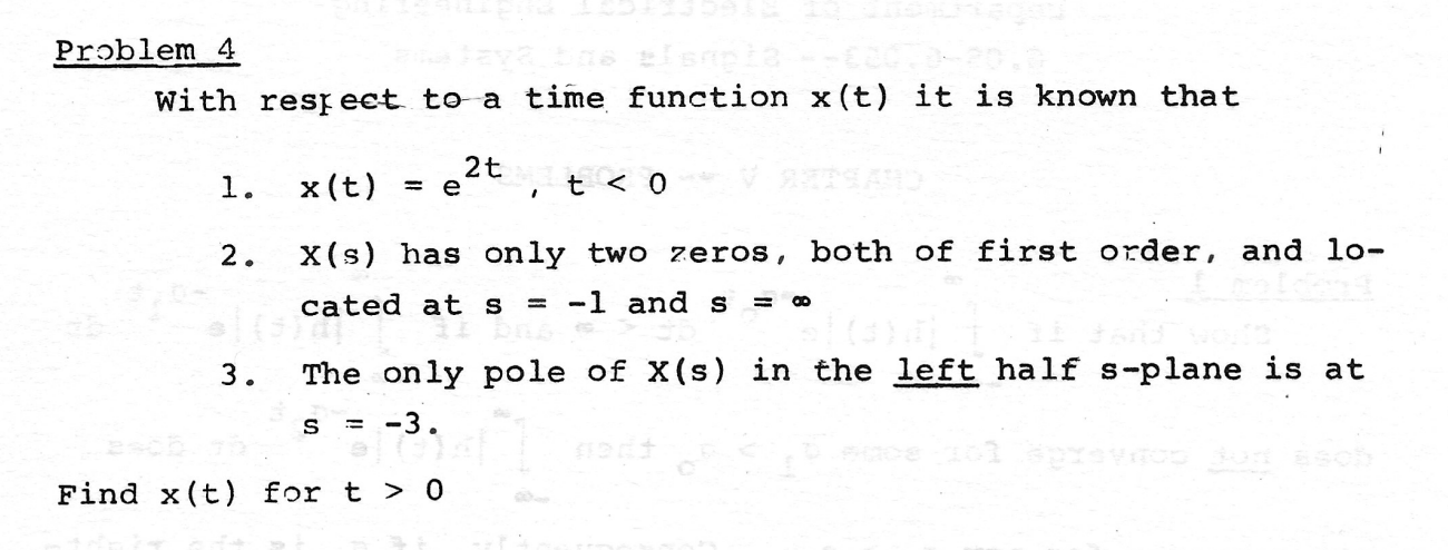 Solved Problem 4 With resfect to a time function x(t) it is | Chegg.com