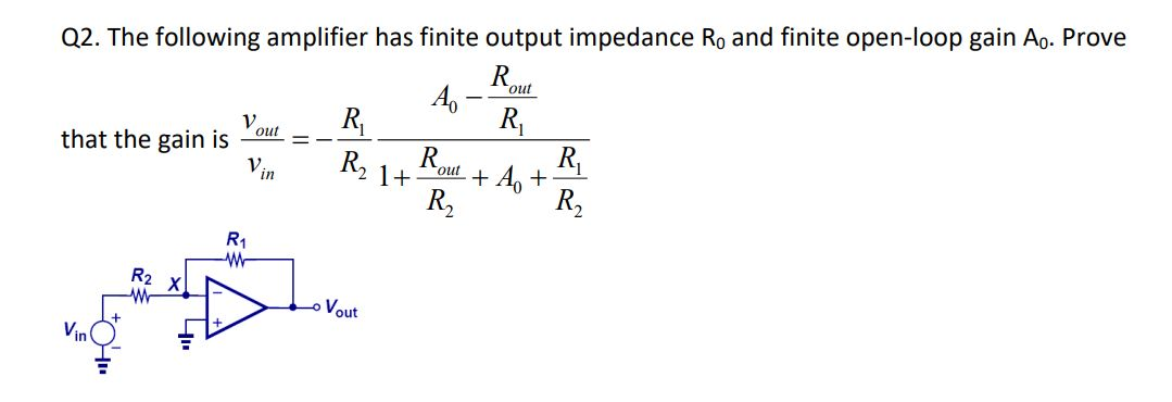 Solved Q2. The following amplifier has finite output | Chegg.com