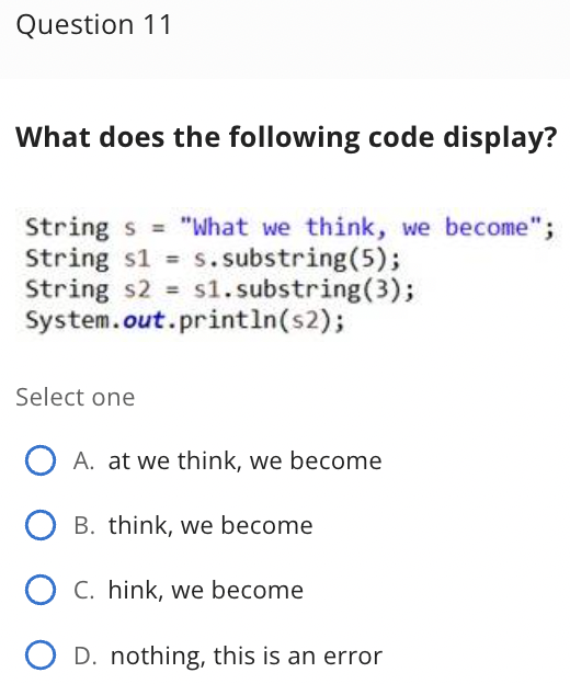 Solved Question 11 What does the following code display? | Chegg.com