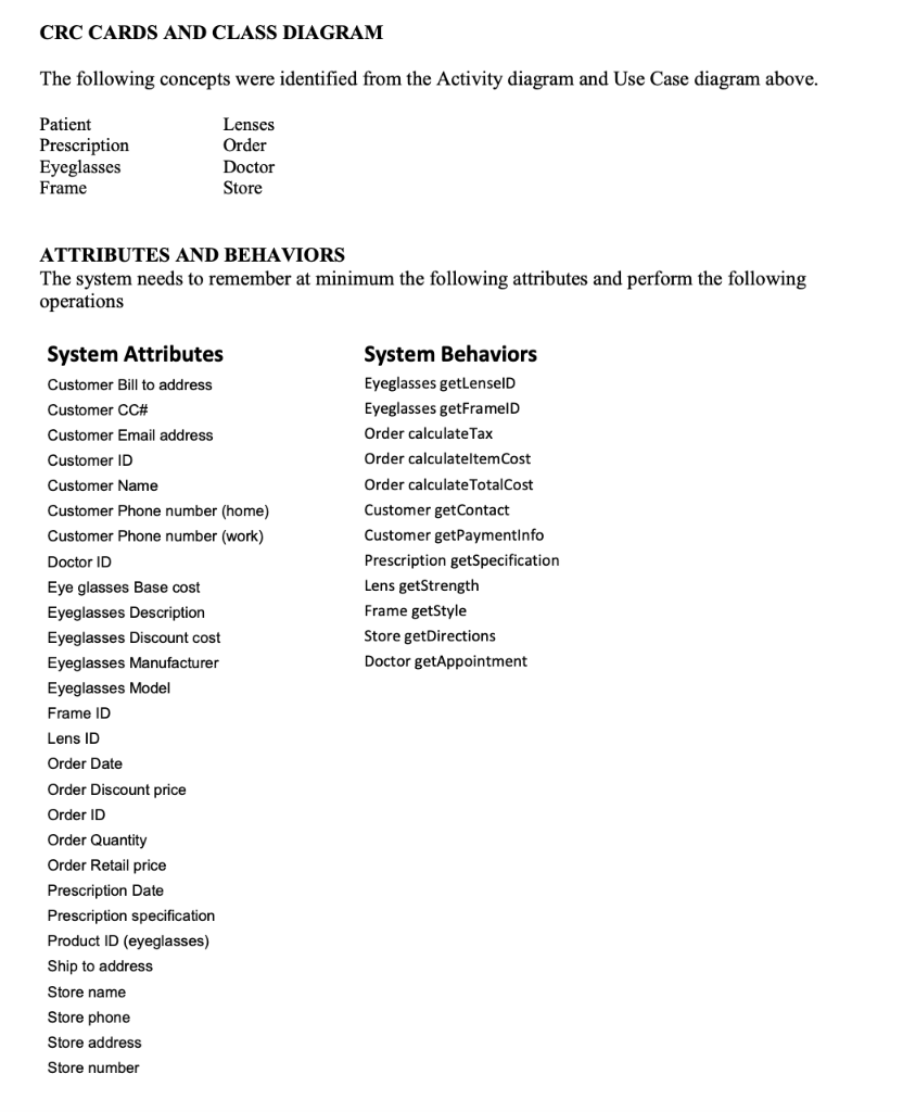 Solved Project #4 CRC cards and Class diagram | Chegg.com