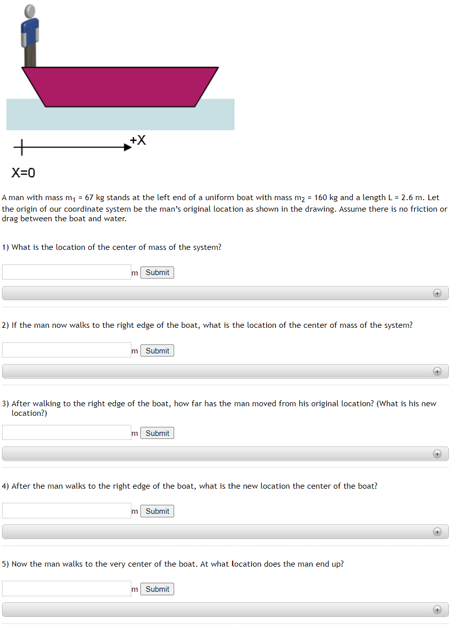 Solved A man with mass m1=67 kg stands at the left end of a | Chegg.com