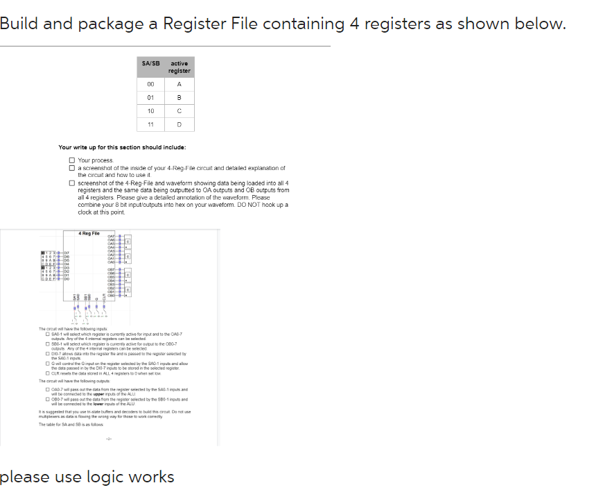 Build and package a Register File containing 4 | Chegg.com