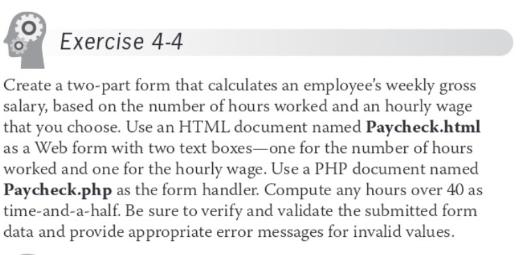 Solved Exercise 4-4 Create a two-part form that calculates | Chegg.com