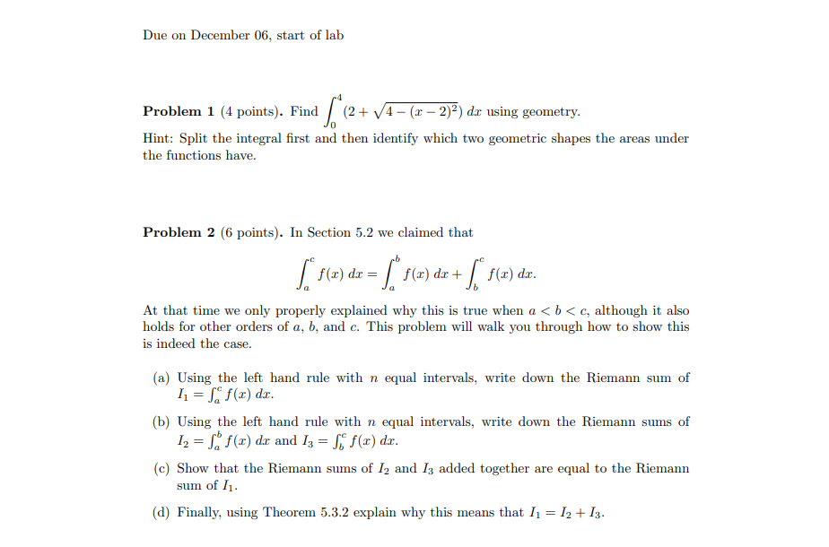 Solved Due on December 06, start of lab Problem 1 (4 | Chegg.com