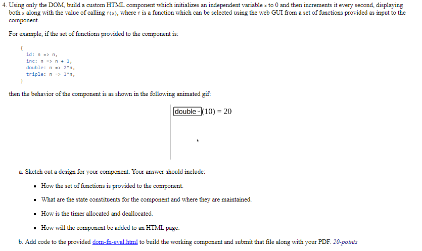 Solved 4. Using only the DOM, build a custom HTML component | Chegg.com