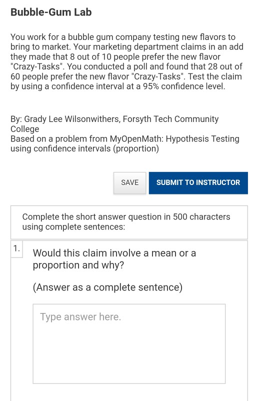 Solved Bubble-Gum Lab You work for a bubble gum company | Chegg.com