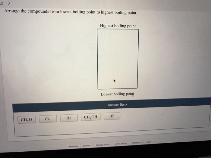 Solved Arrange the compounds from lowest boiling point to | Chegg.com