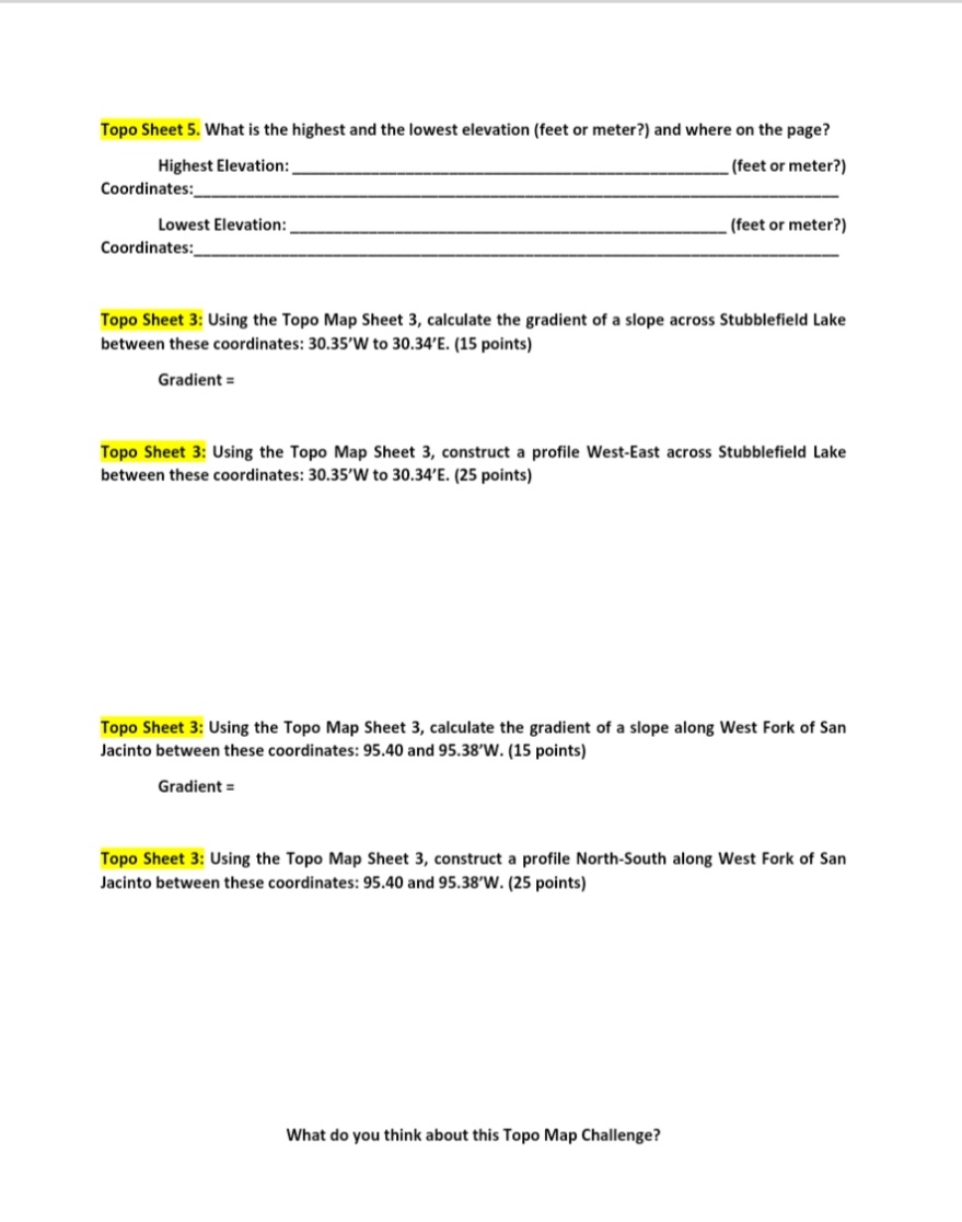 TOPOGRAPHIC MAP CHALLENGE | TOPO LAB BACKGROUND: | Chegg.com