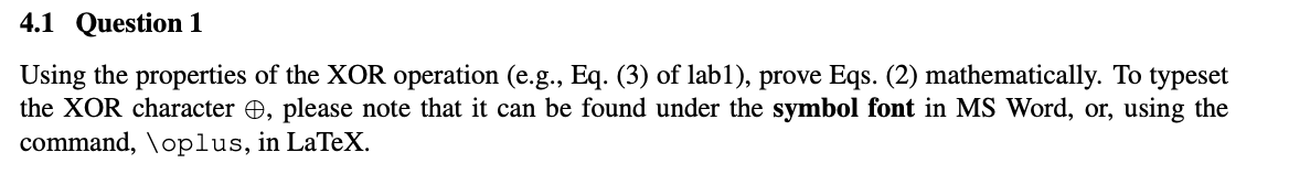 Using the properties of the XOR operation (e.g., Eq. | Chegg.com
