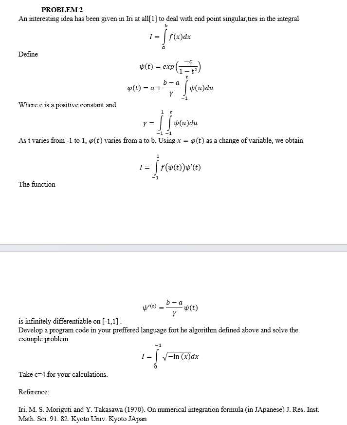 Solved PROBLEM 2An interesting idea has been given in Iri at | Chegg.com