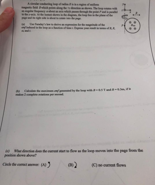 Solved A circular conducting loop of radius R is in a region | Chegg.com