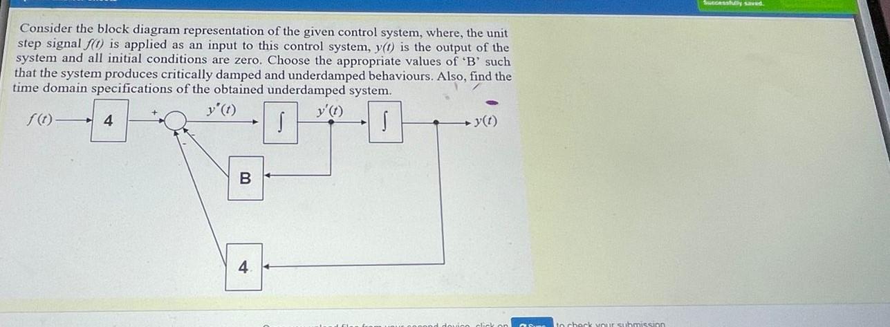 Solved My saved Consider the block diagram representation of | Chegg.com