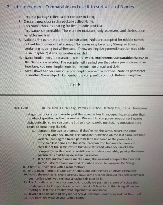Solved Java program to implement comparable and use it to | Chegg.com