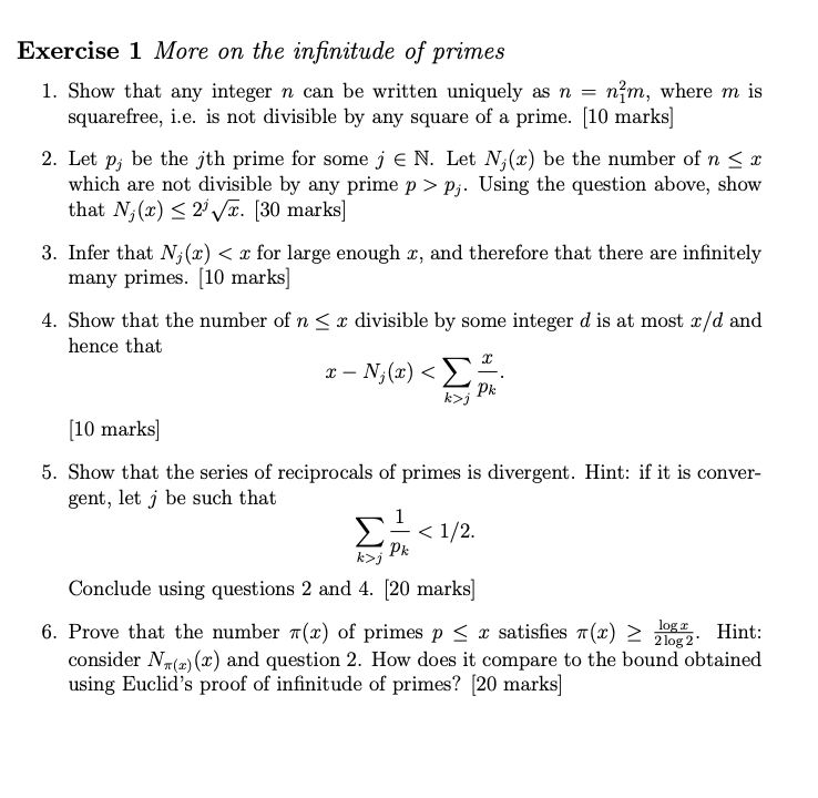 Solved Axercise 1 More on the infinitude of primes 1. Show | Chegg.com