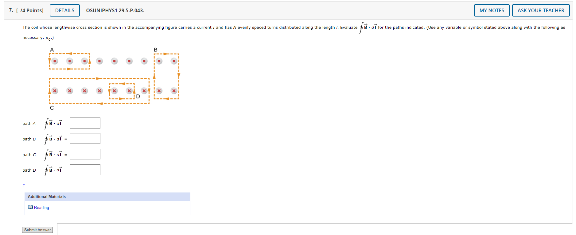 Solved necessary: μ0.) path A∮B⋅dI= path B∮B⋅dI= path | Chegg.com