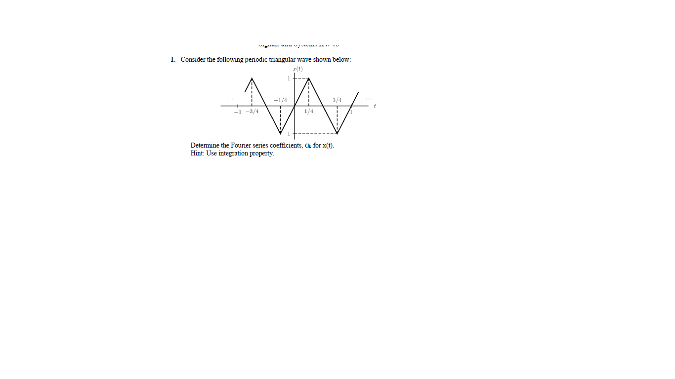 Solved 1. Consider the following periodic triangular wave | Chegg.com