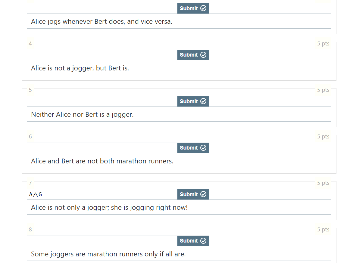 Solved Please Use The Following Symbolization Key To