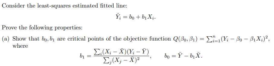 Solved Consider the least-squares estimated fitted line: | Chegg.com
