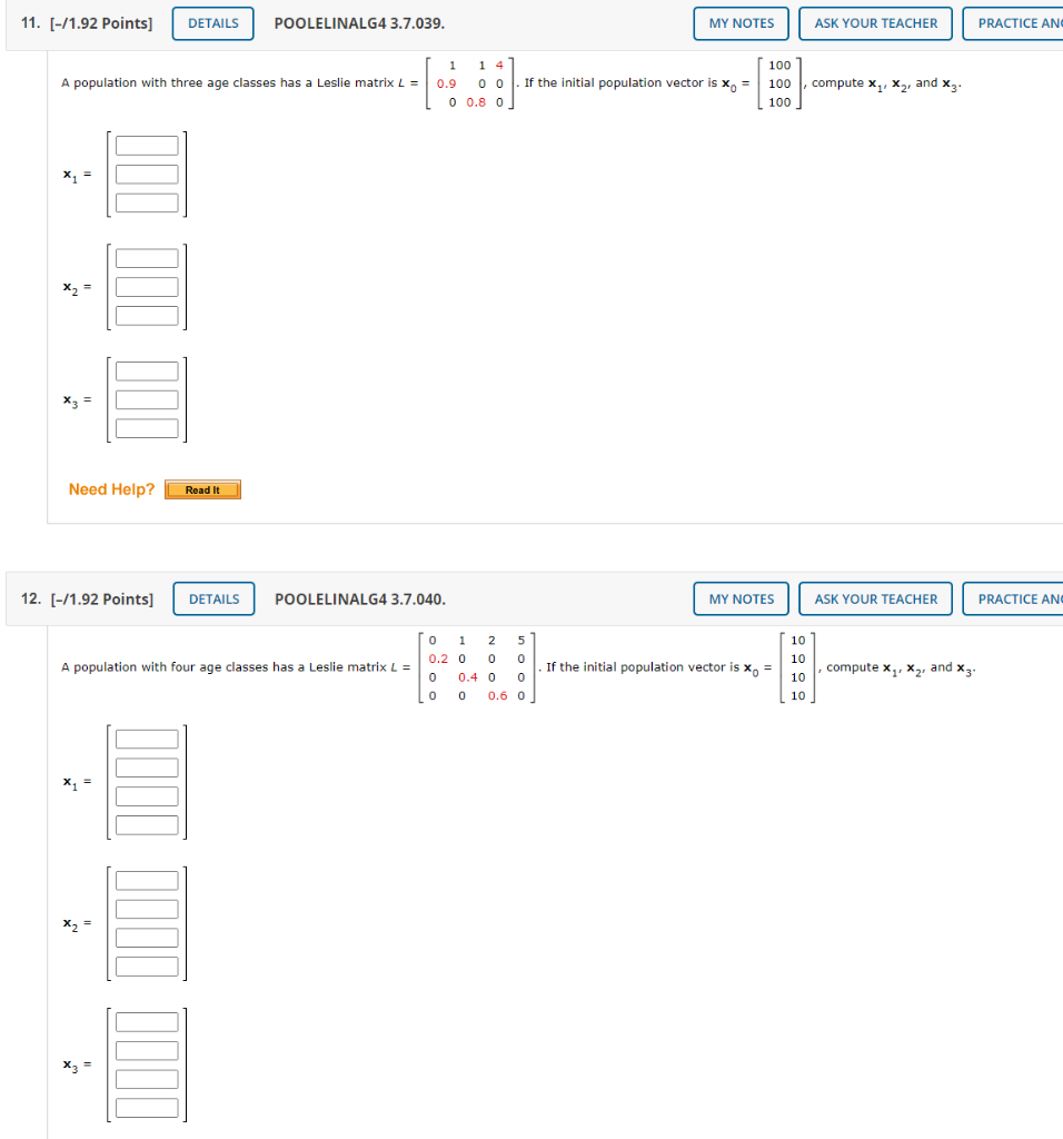 Solved 11. [-/1.92 Points] DETAILS POOLELINALG4 3.7.039. MY | Chegg.com