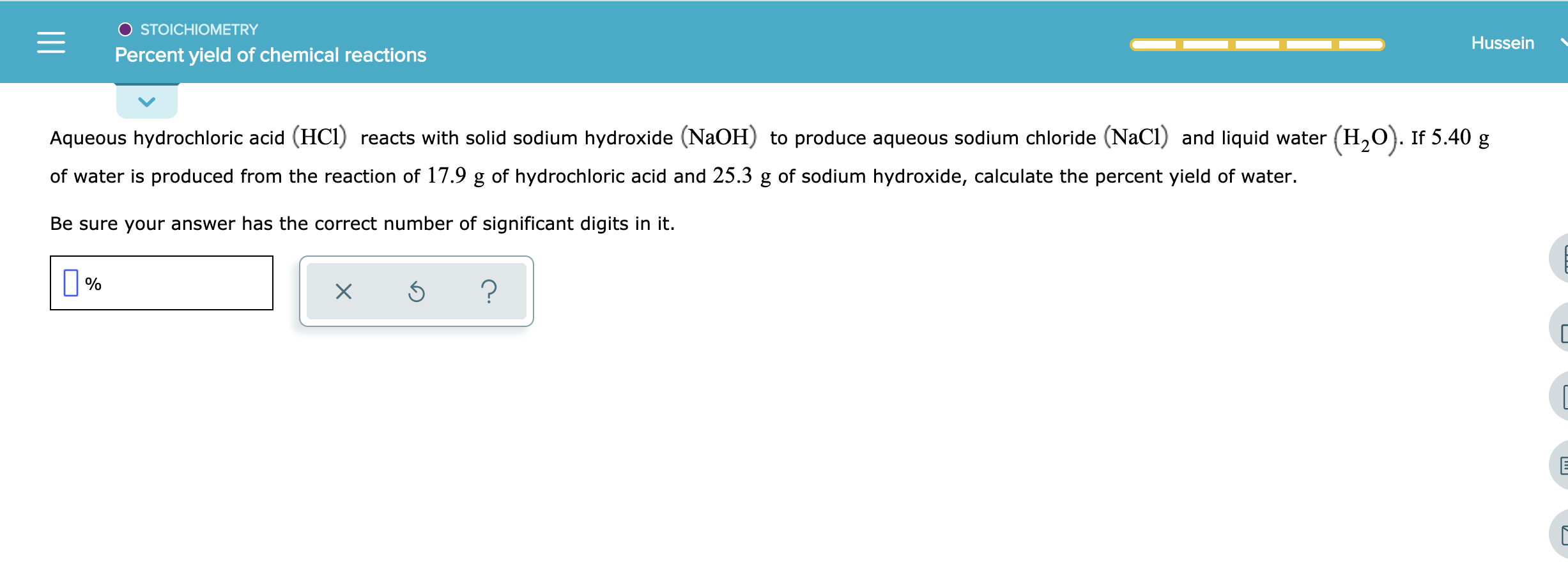 Solved O STOICHIOMETRY Percent yield of chemical reactions | Chegg.com