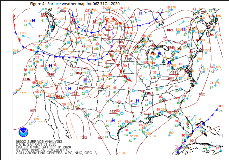 Solved Figure 4. Surface weather map for 06Z310 ct 202035. | Chegg.com