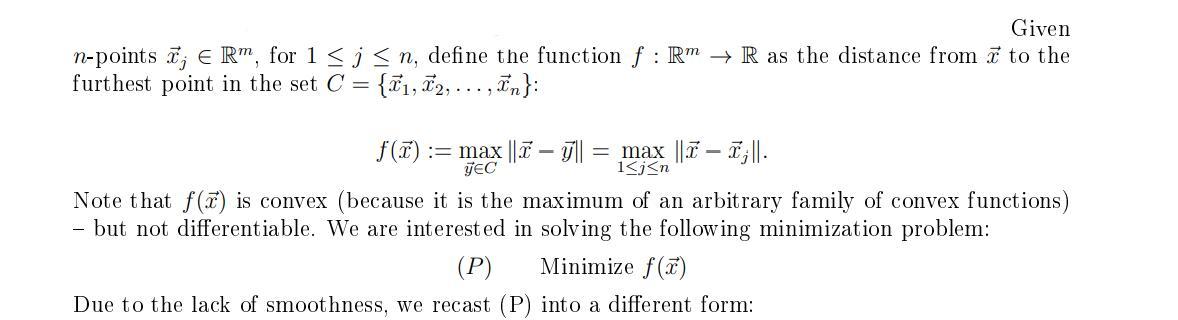 Given n-points T; E RM, for 15 j5n, define the | Chegg.com