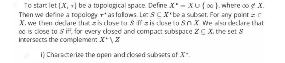 Solved To start let (X, 7) be a topological space. Define | Chegg.com