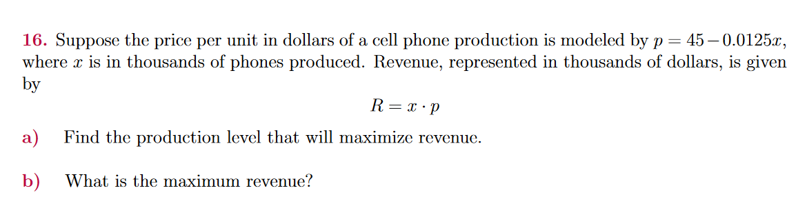 Solved 16. Suppose the price per unit in dollars of a cell | Chegg.com