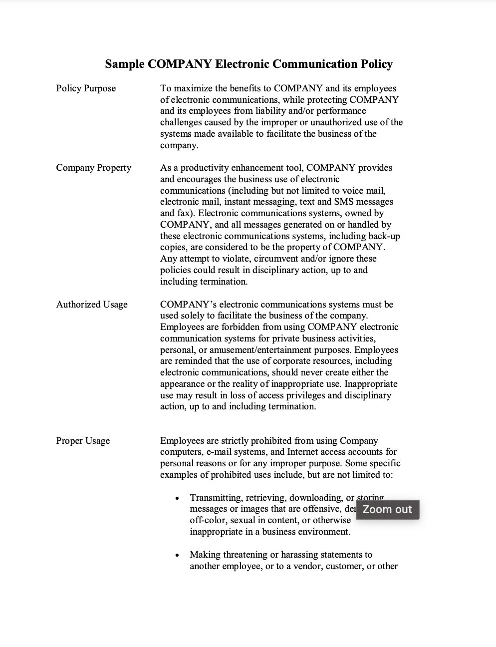 Solved OMPANY Electronic Communication Policy To maximize | Chegg.com