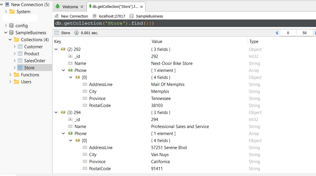 Solved GIVEN THE STRUCTURE OF THIS "STORE" COLLECTION WRITE | Chegg.com