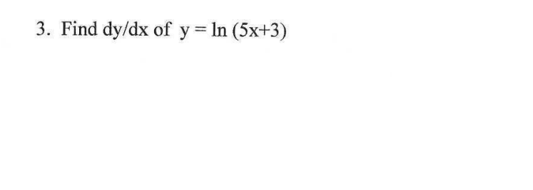 Solved y=ln(5x+3) | Chegg.com