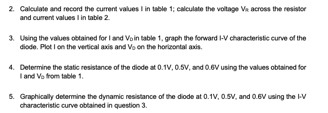 2. Calculate and record the current values I in table | Chegg.com