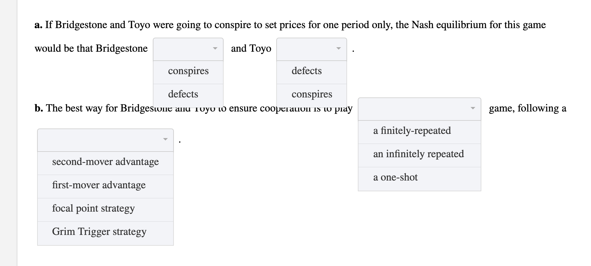 Solved Game Theory and Strategic Choices — End of Chapter | Chegg.com