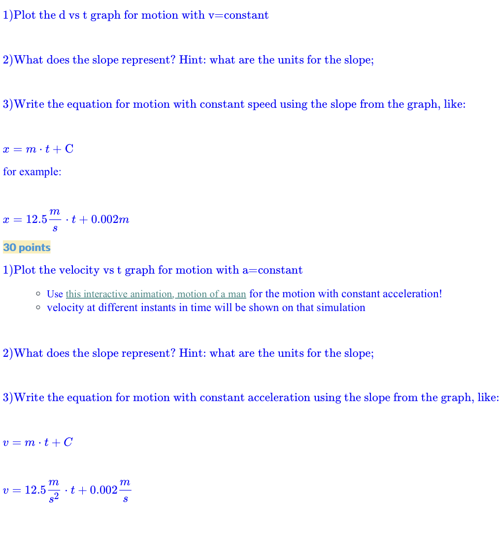 Solved 1)Plot the d vs t graph for motion with v= constant | Chegg.com