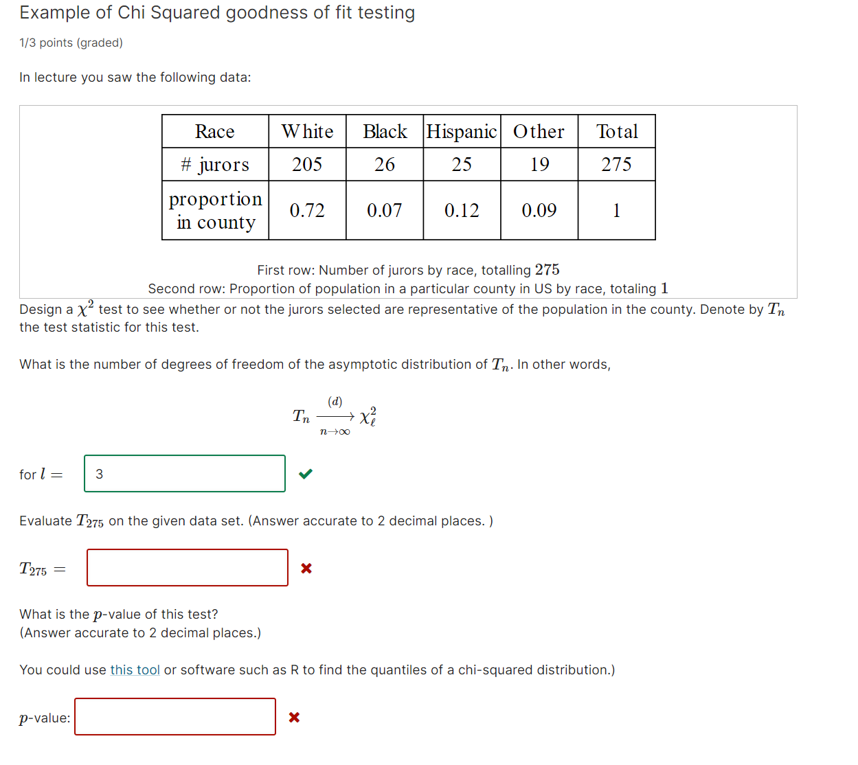 Solved Example of Chi Squared goodness of fit testing 1/3 | Chegg.com