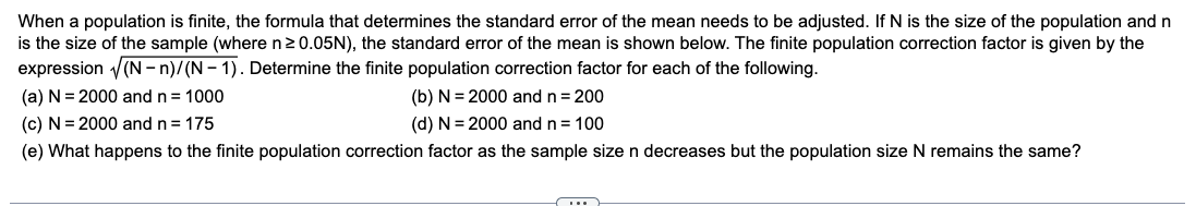 Solved When a population is finite, the formula that | Chegg.com