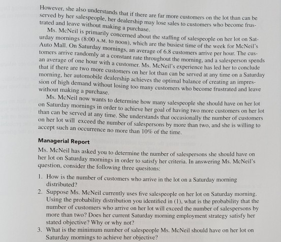 CASE PROBLEM 2: MCNEIL'S AUTO MALL Harriet McNeil, | Chegg.com