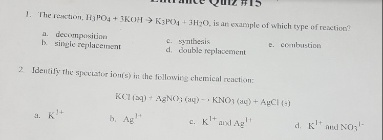 Solved trance Othz #rs 1. The reaction, H3PO4+3KOH K3 | Chegg.com