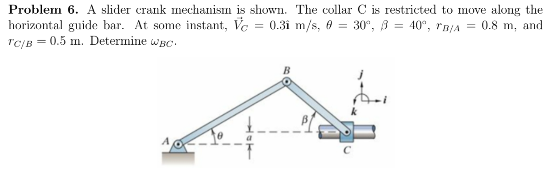 Solved Problem 6. A slider crank mechanism is shown. The | Chegg.com