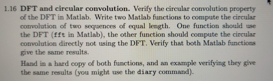 Solved 1.16 DFT and circular convolution. Verify the | Chegg.com