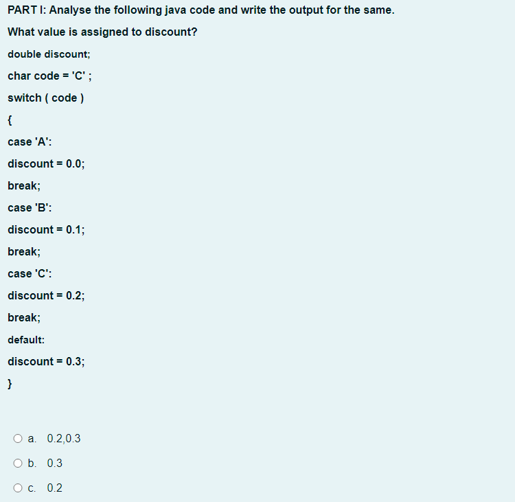 Solved Parti Analyse The Following Java Code And Write The 2647