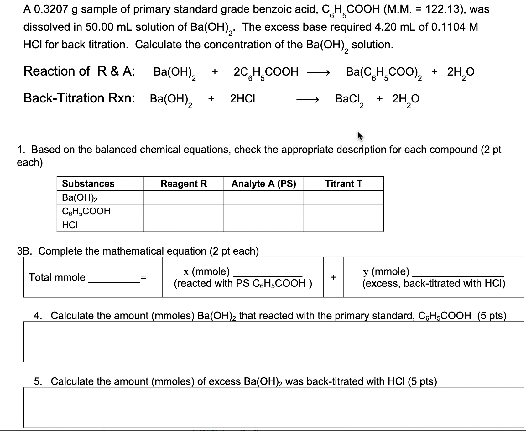 Solved A 0.3207 g sample of primary standard grade benzoic | Chegg.com