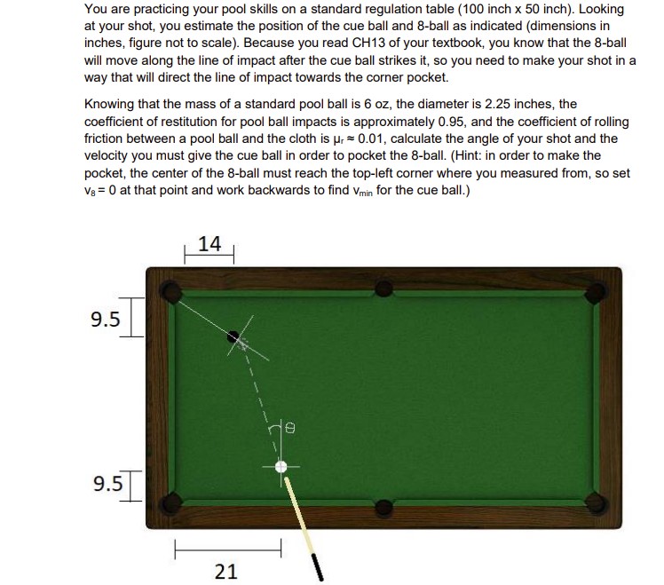 Solved You are practicing your pool skills on a standard | Chegg.com